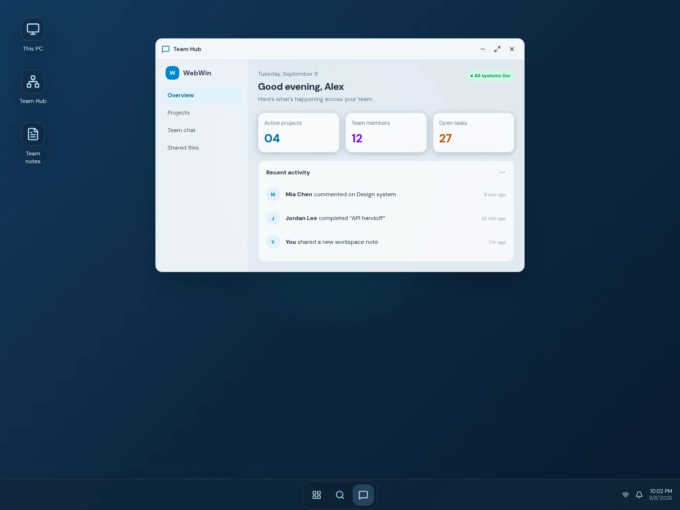 WebWin Desktop Simulator