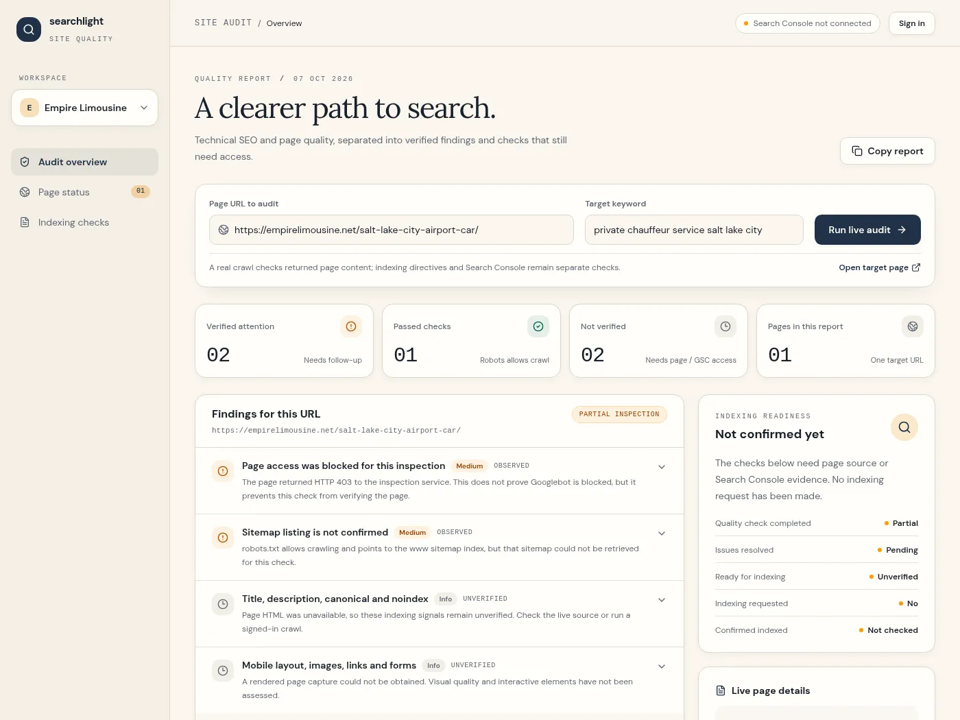SEO QA Audit Dashboard
