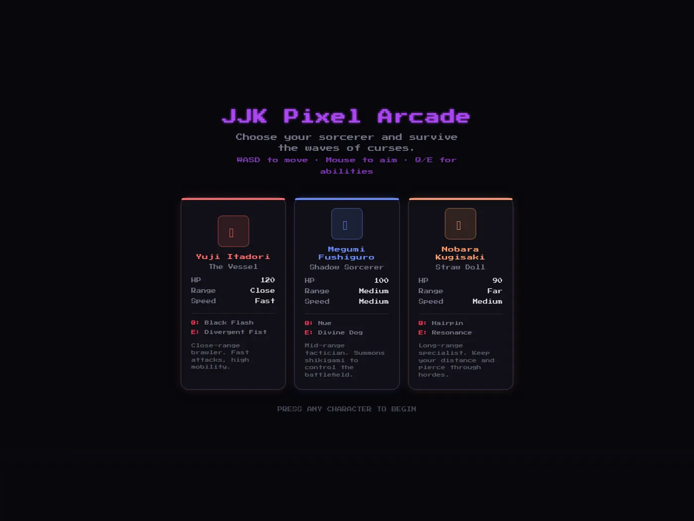 JJK Pixel Arcade Quest