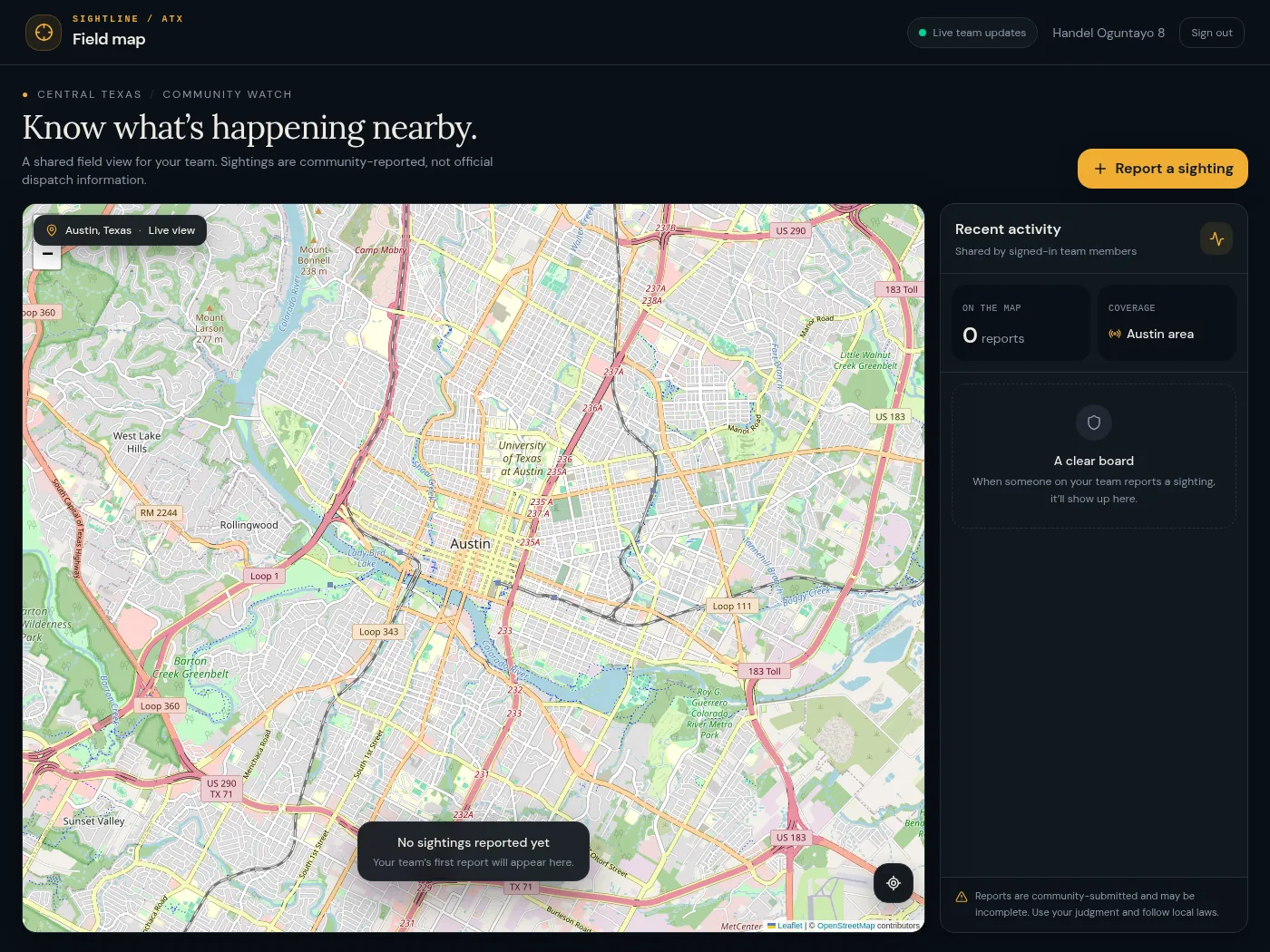 Police Sightings Map