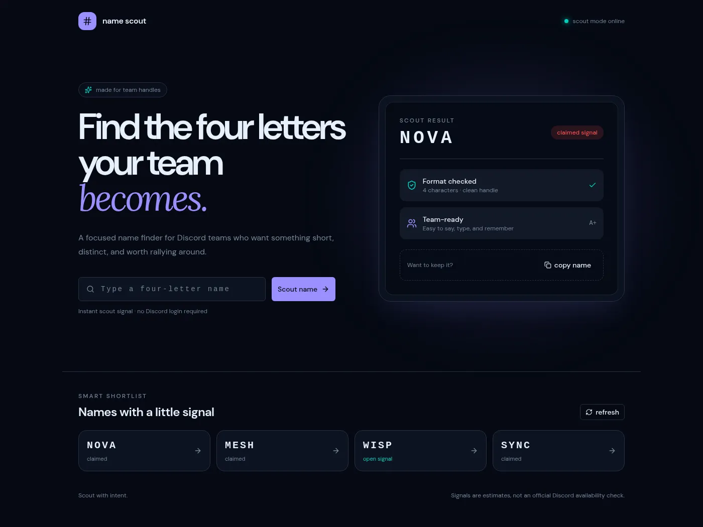 Discord Name Scout