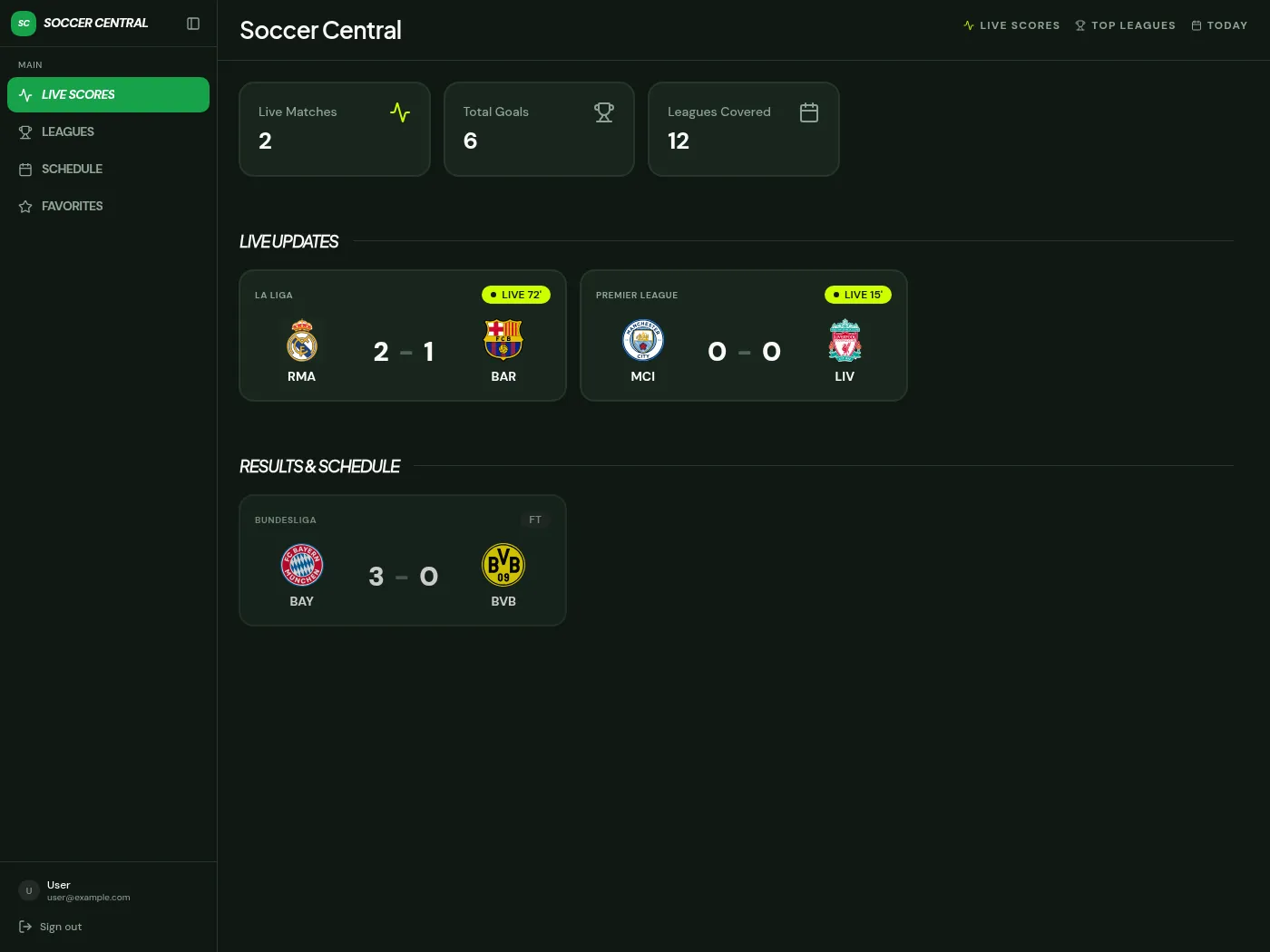 Soccer Scoreboard Hub