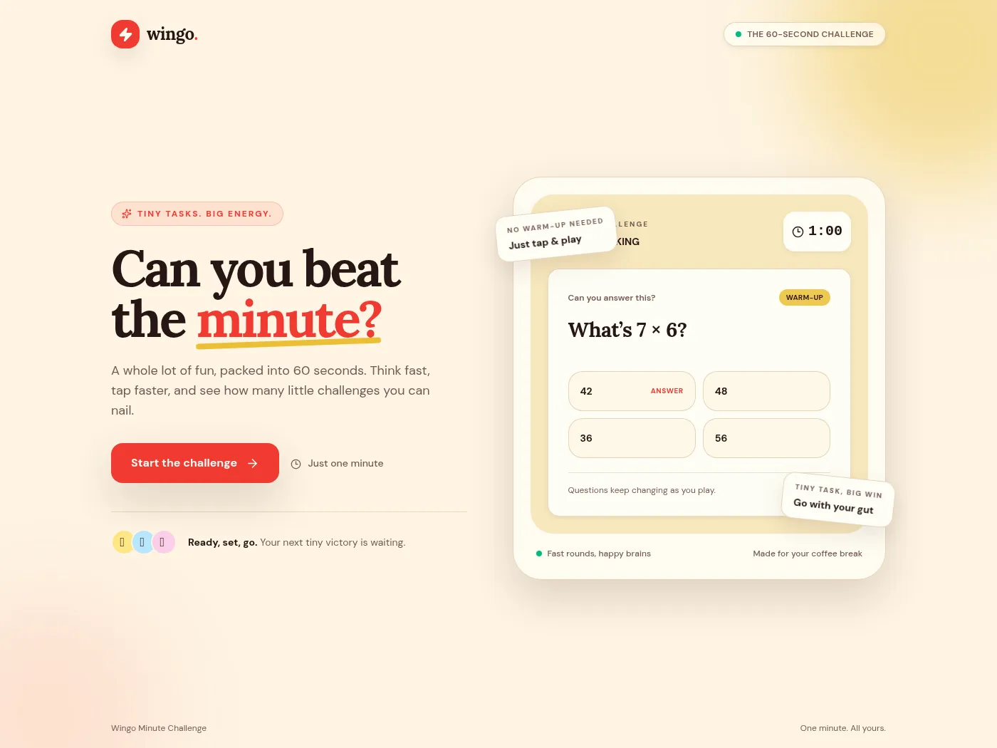 Wingo Minute Challenge