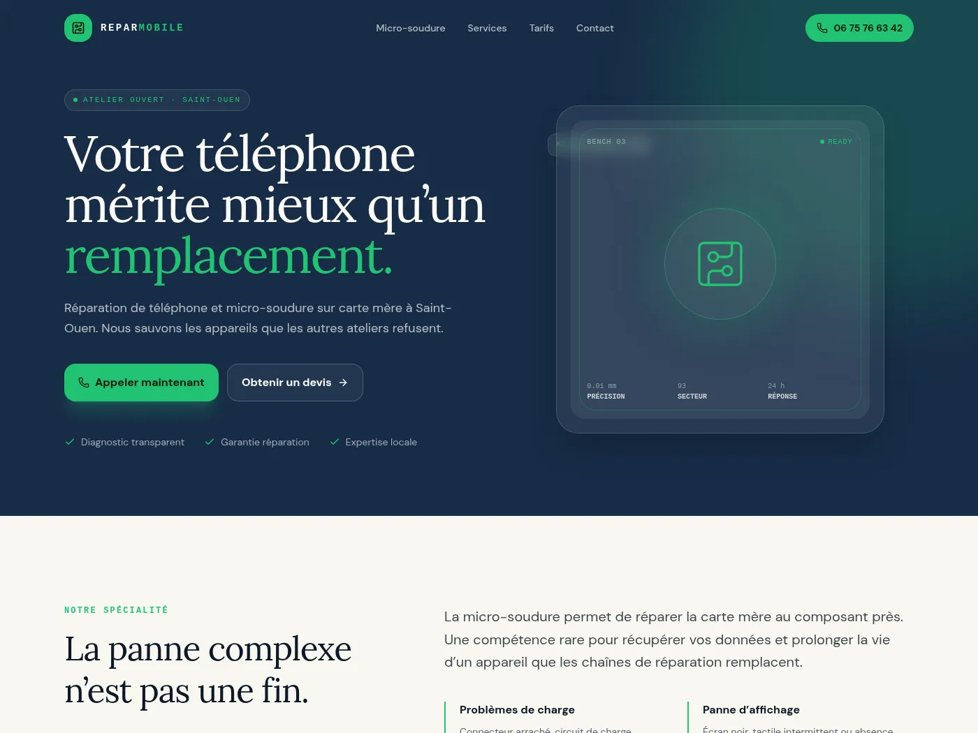ReparMobile Landing Page