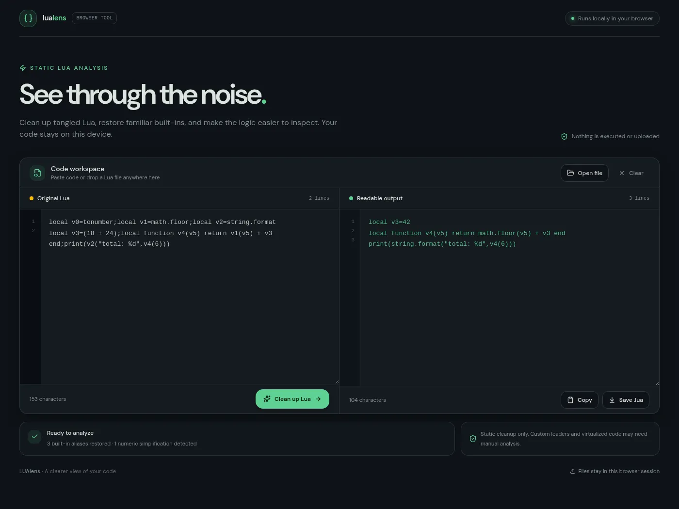 Lua Deobfuscator Web Tool