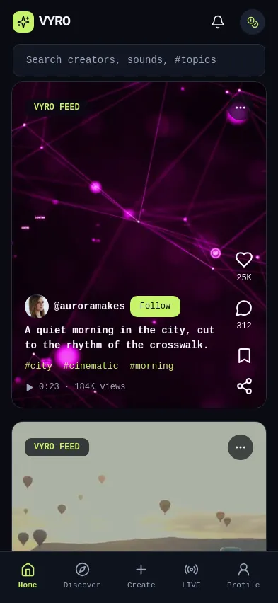 VYRO Video Social App