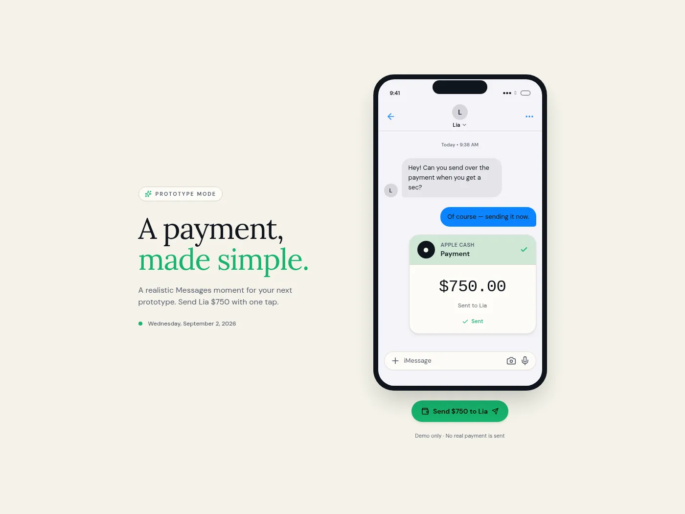 Apple Pay Mockup Sender