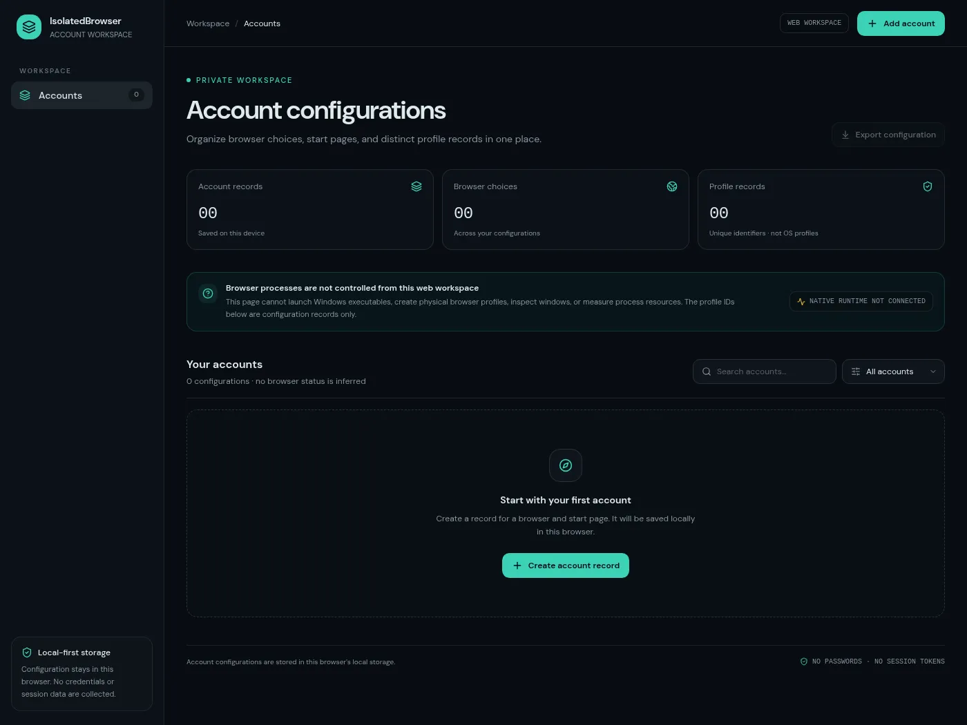 IsolatedBrowser Manager