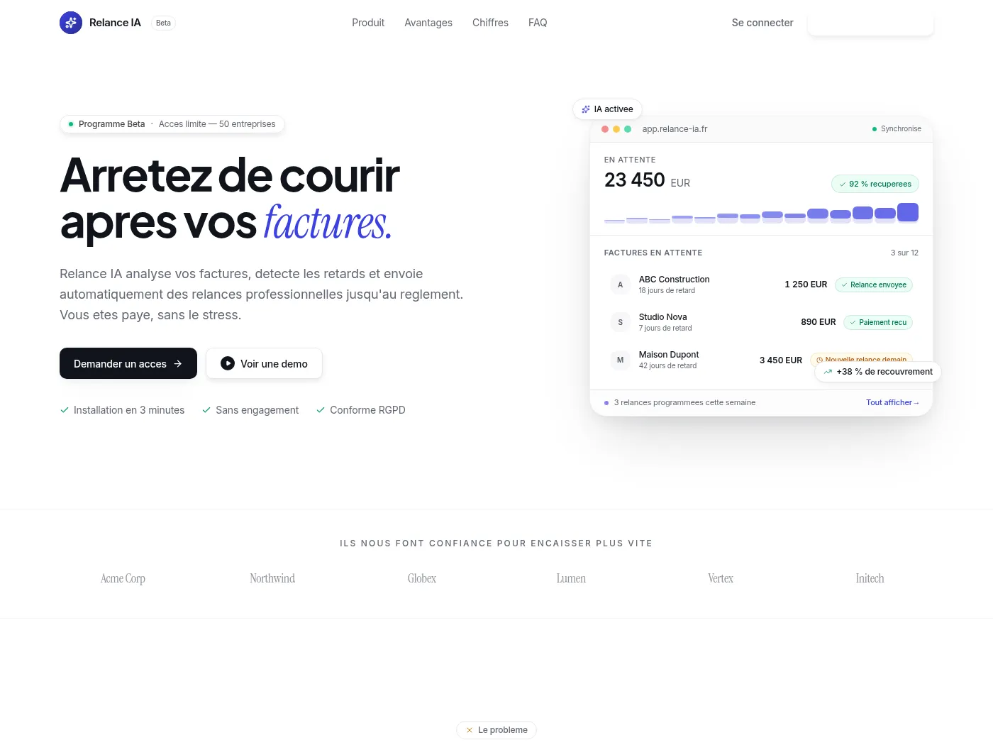 Relance IA Landing Page