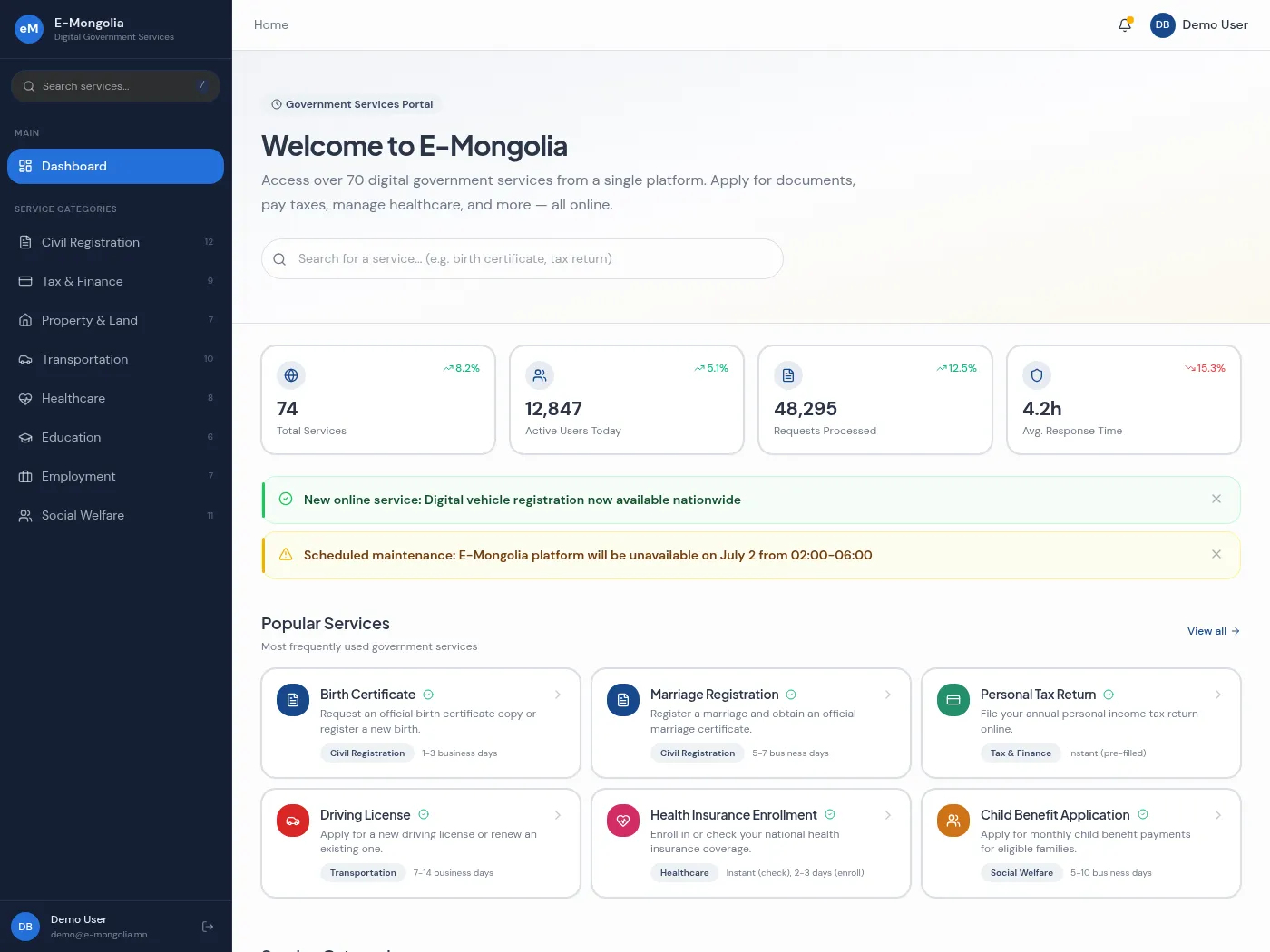 E-Mongolia Demo Suite