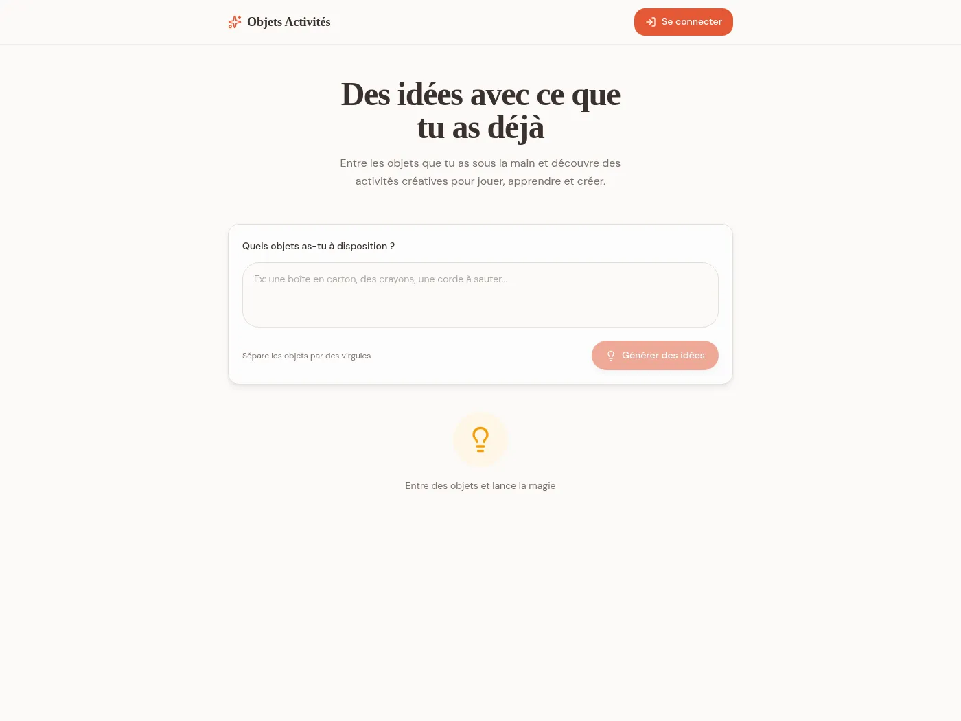 Objets Activités Creator