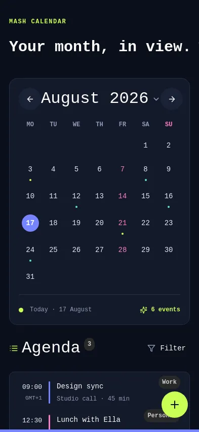 Mash Calendar Mobile
