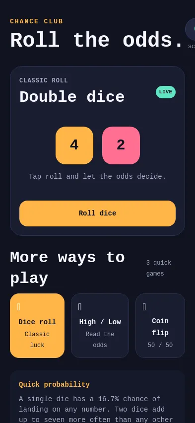 Dice & Probabilities App