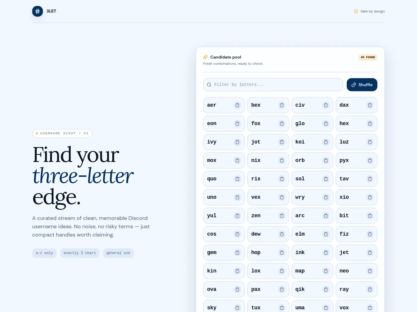 Discord 3-Letter Finder