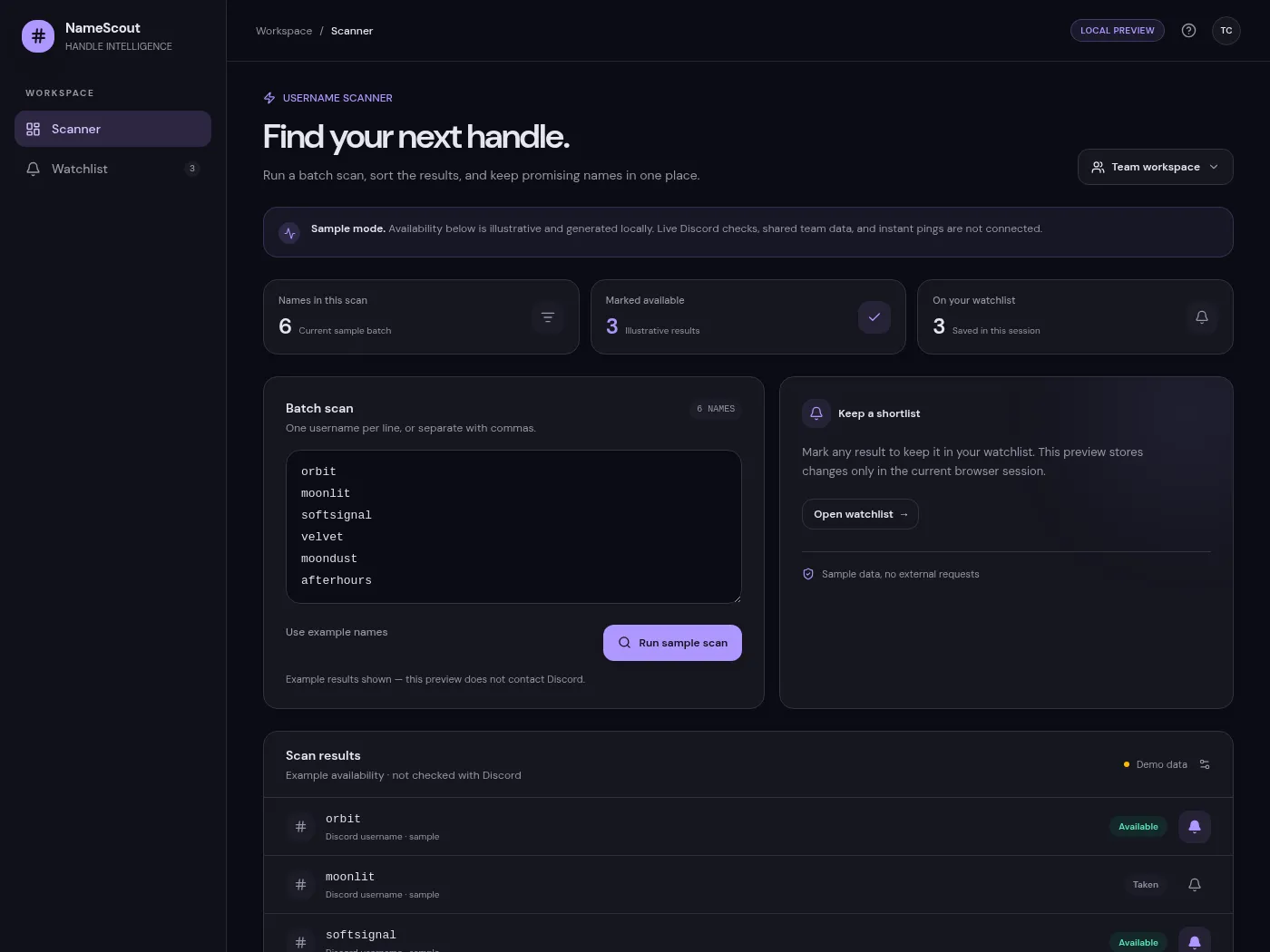 Discord Name Scanner
