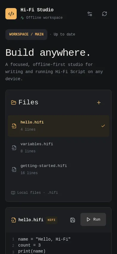 Hi-Fi Studio Mobile IDE