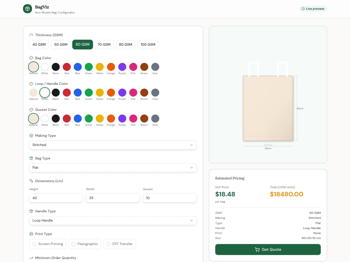 BagViz Configurator