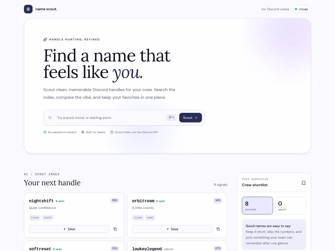Discord Name Scout