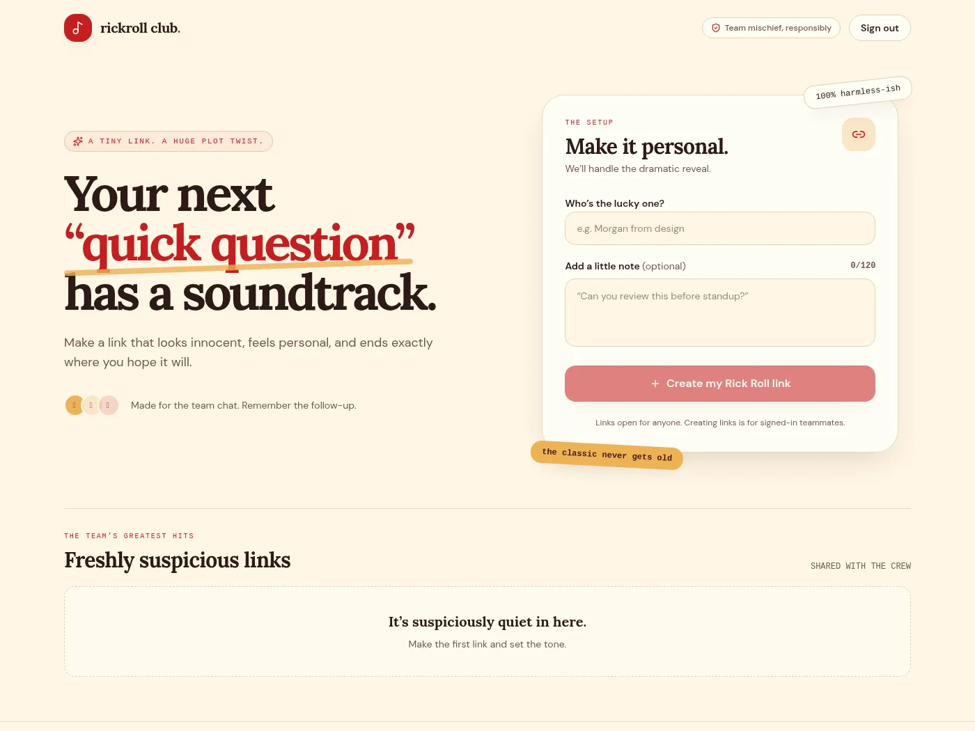 Rick Roll Link Generator