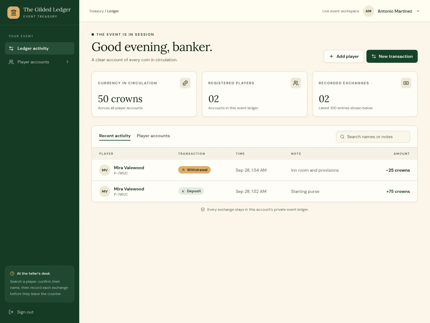 LARP Bank Manager