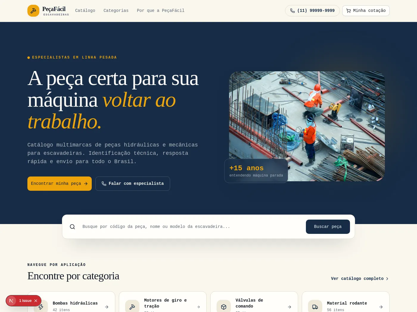 PeçaFácil Cotação Escavadeiras
