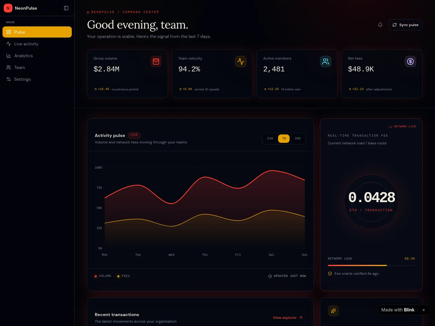 NeonPulse Admin Dashboard