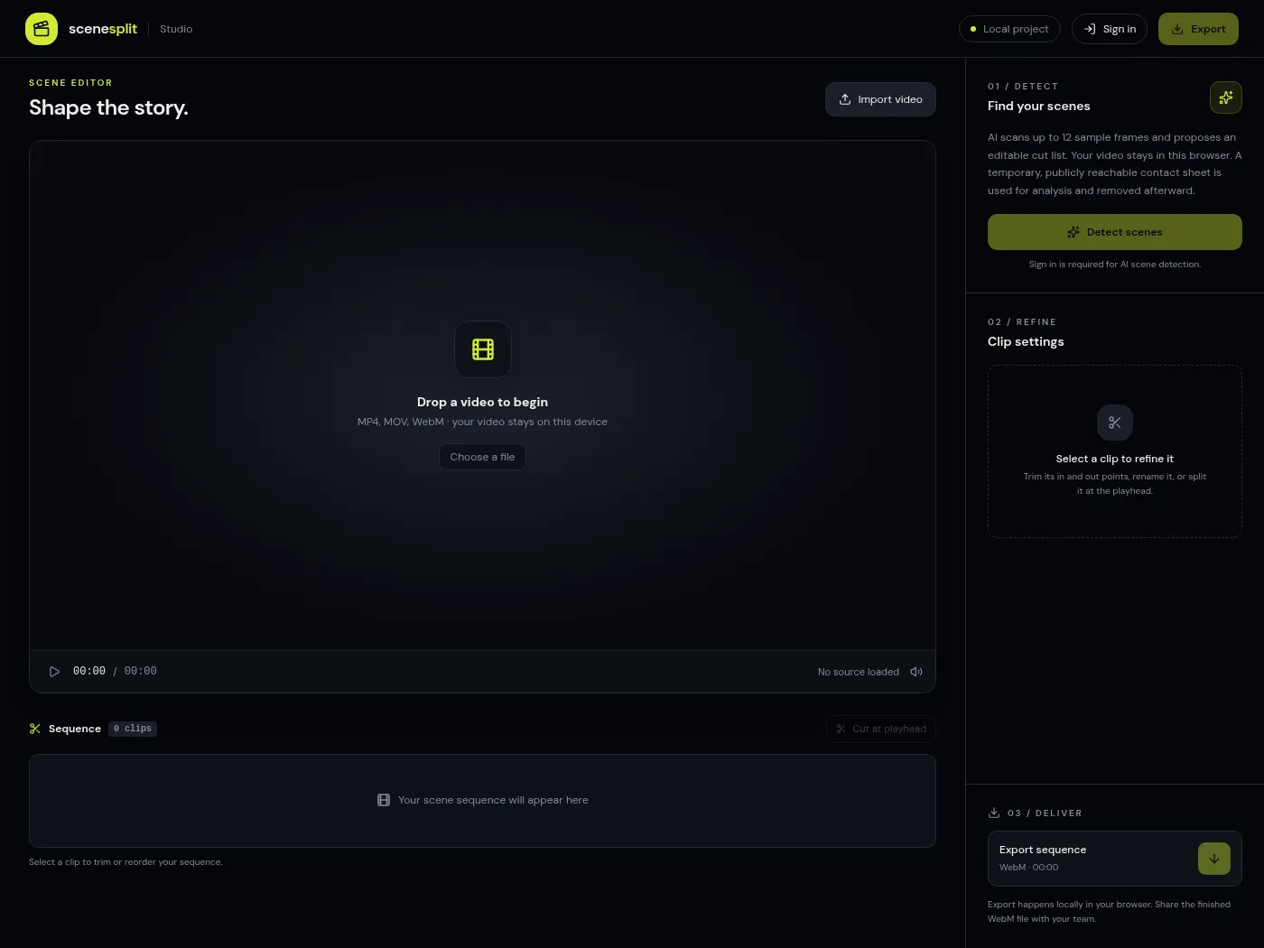 SceneSplit Video Editor