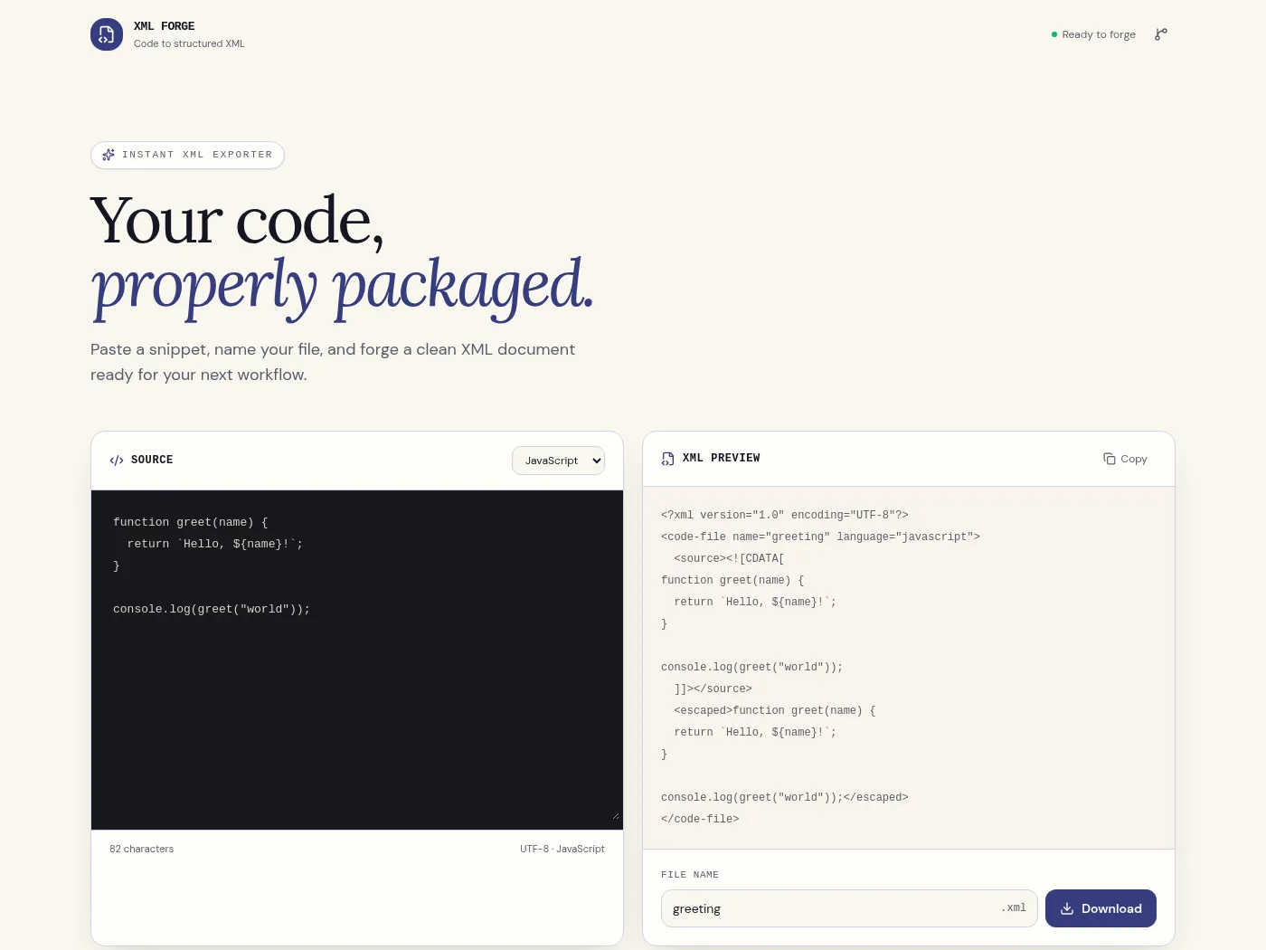 XML Code Generator