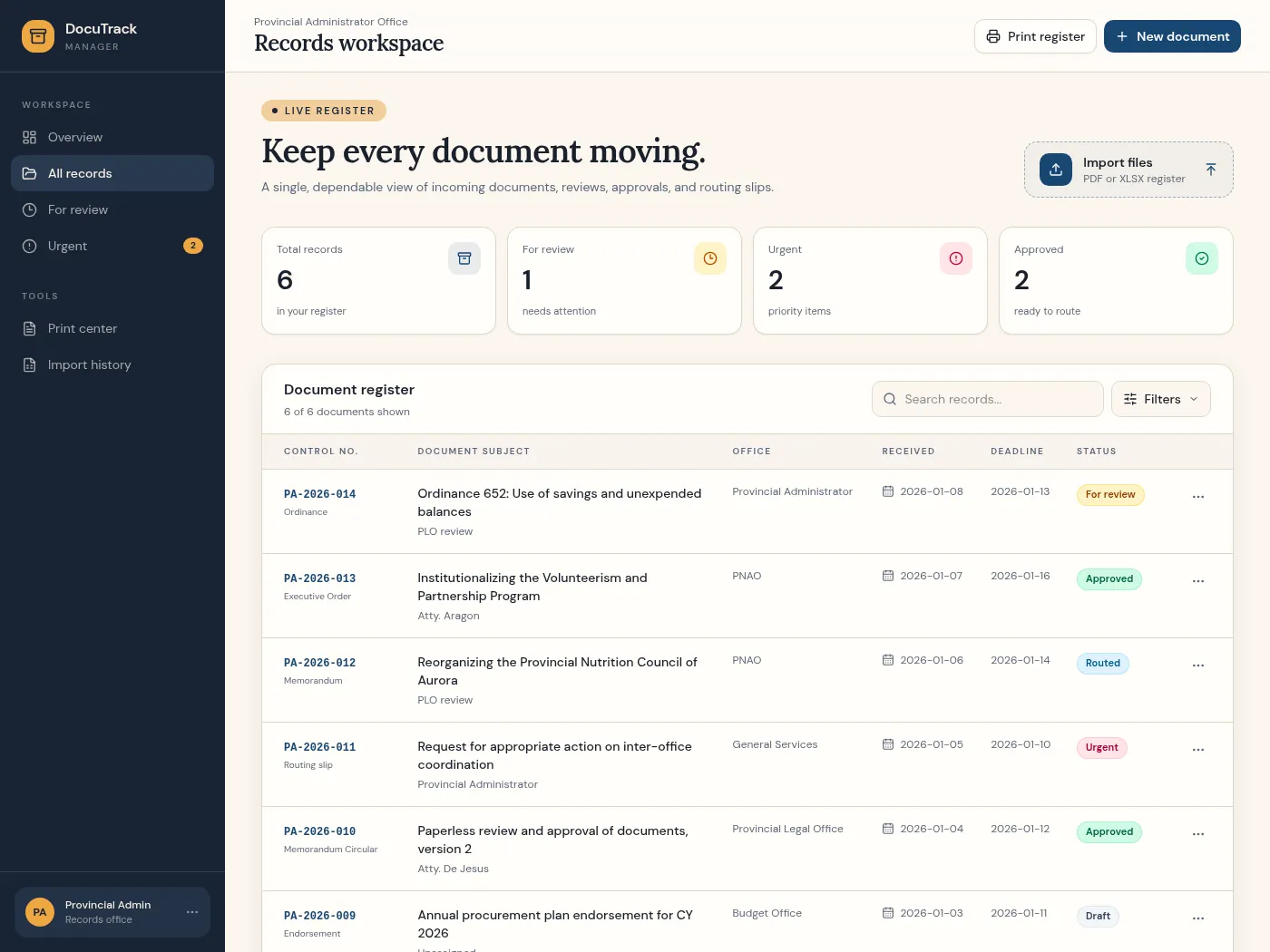 DocuTrack Manager