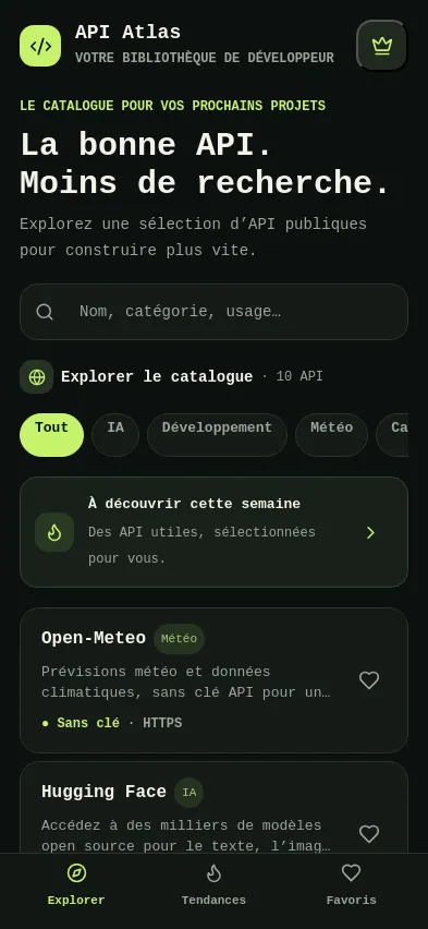 API Découverte Mobile