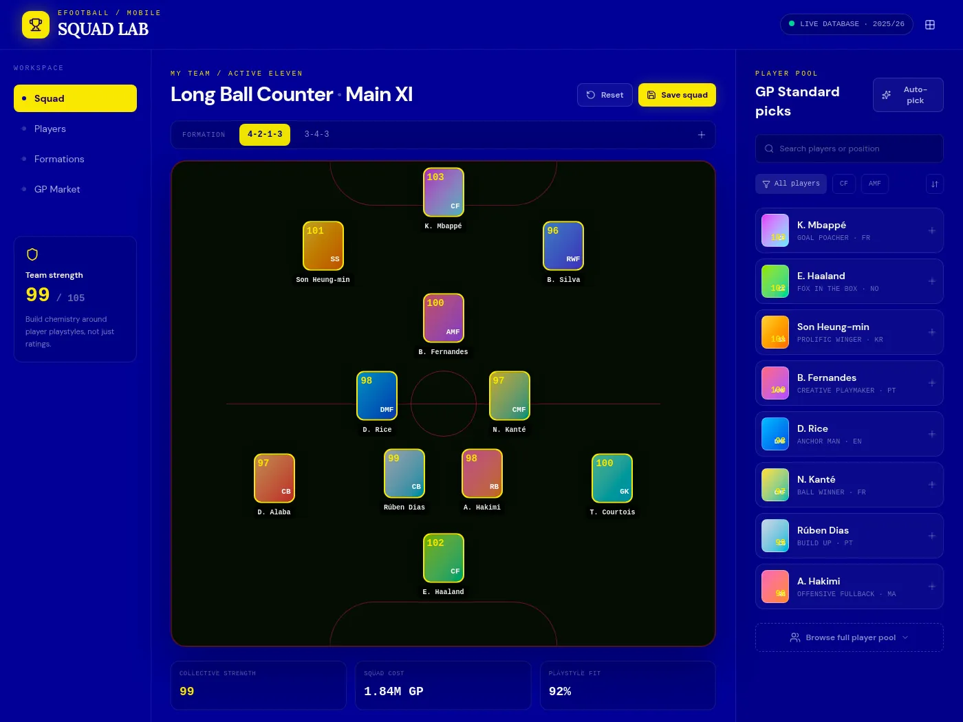 eFootball Squad Builder