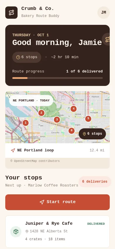 Bakery Route Buddy