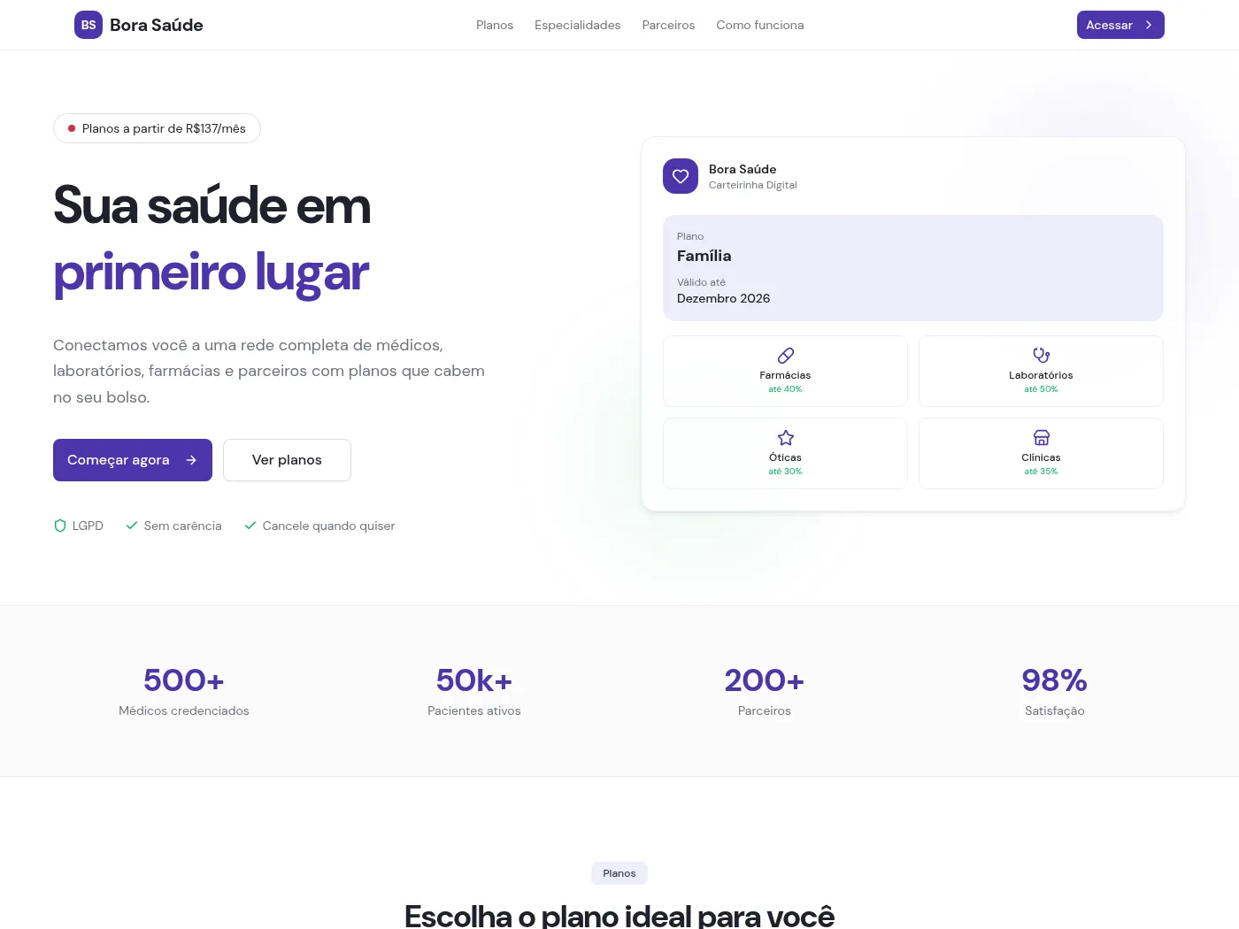Bora Saúde Platform MVP