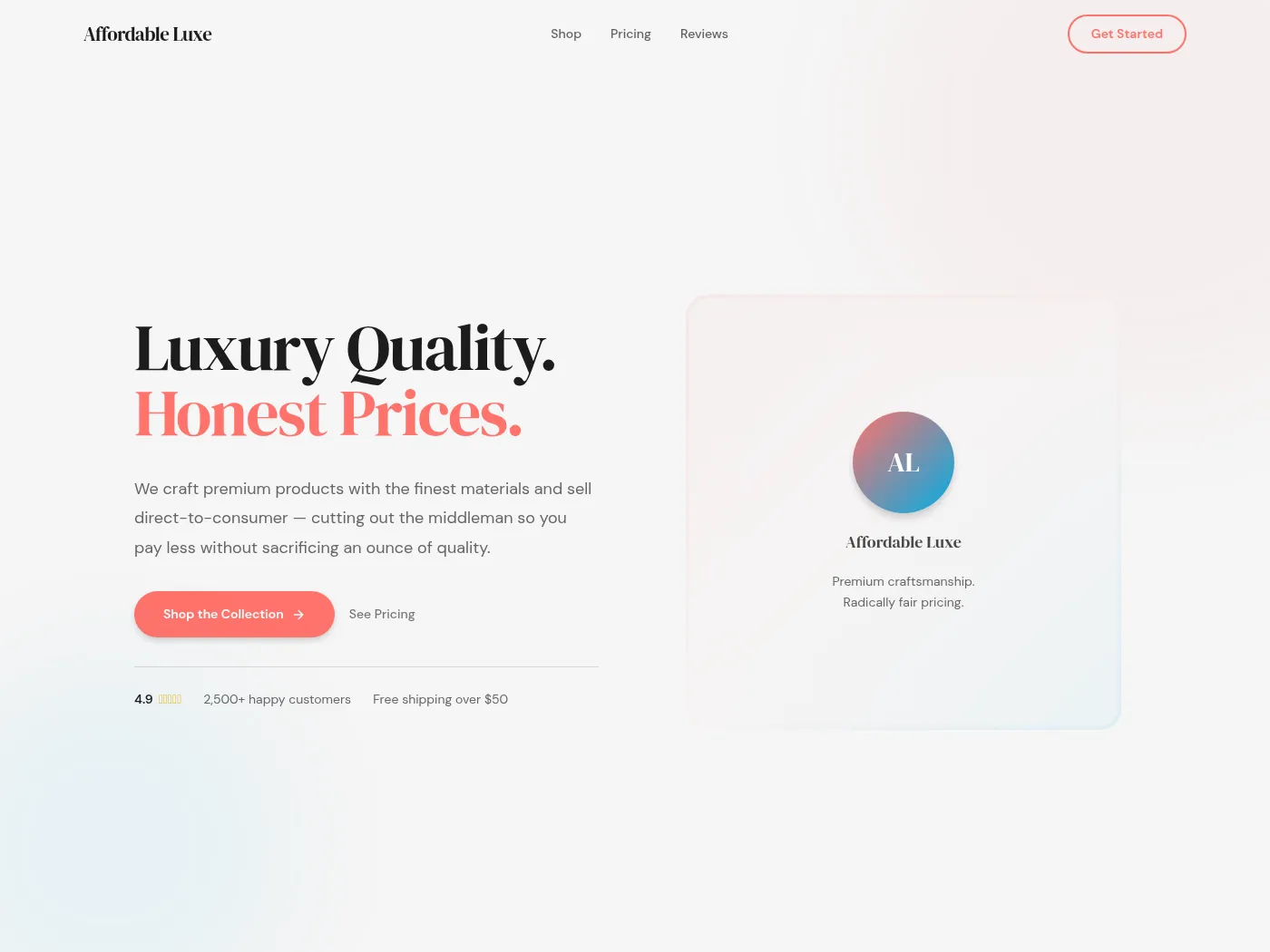 Affordable Luxe Webpage