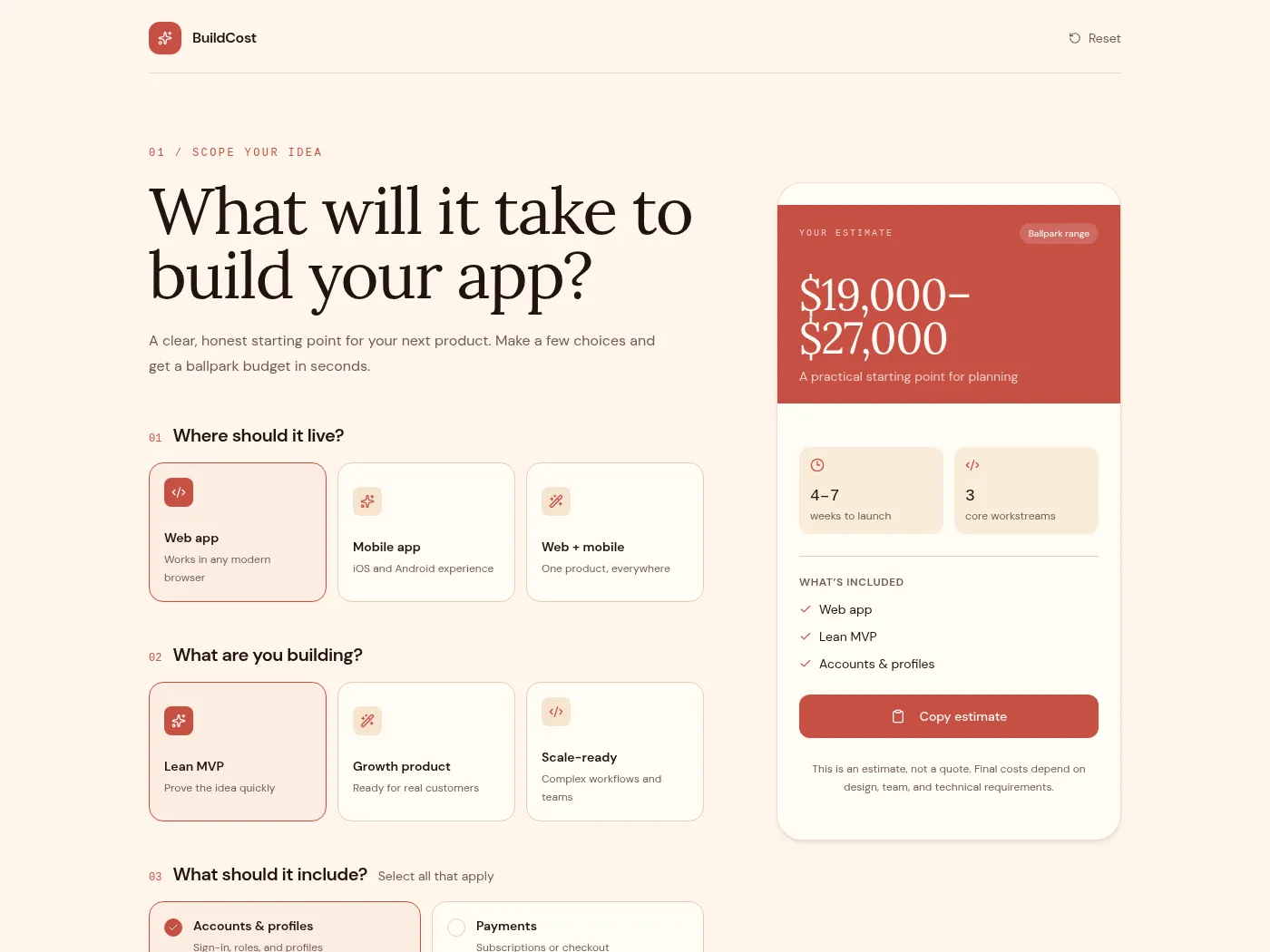 App Cost Estimator