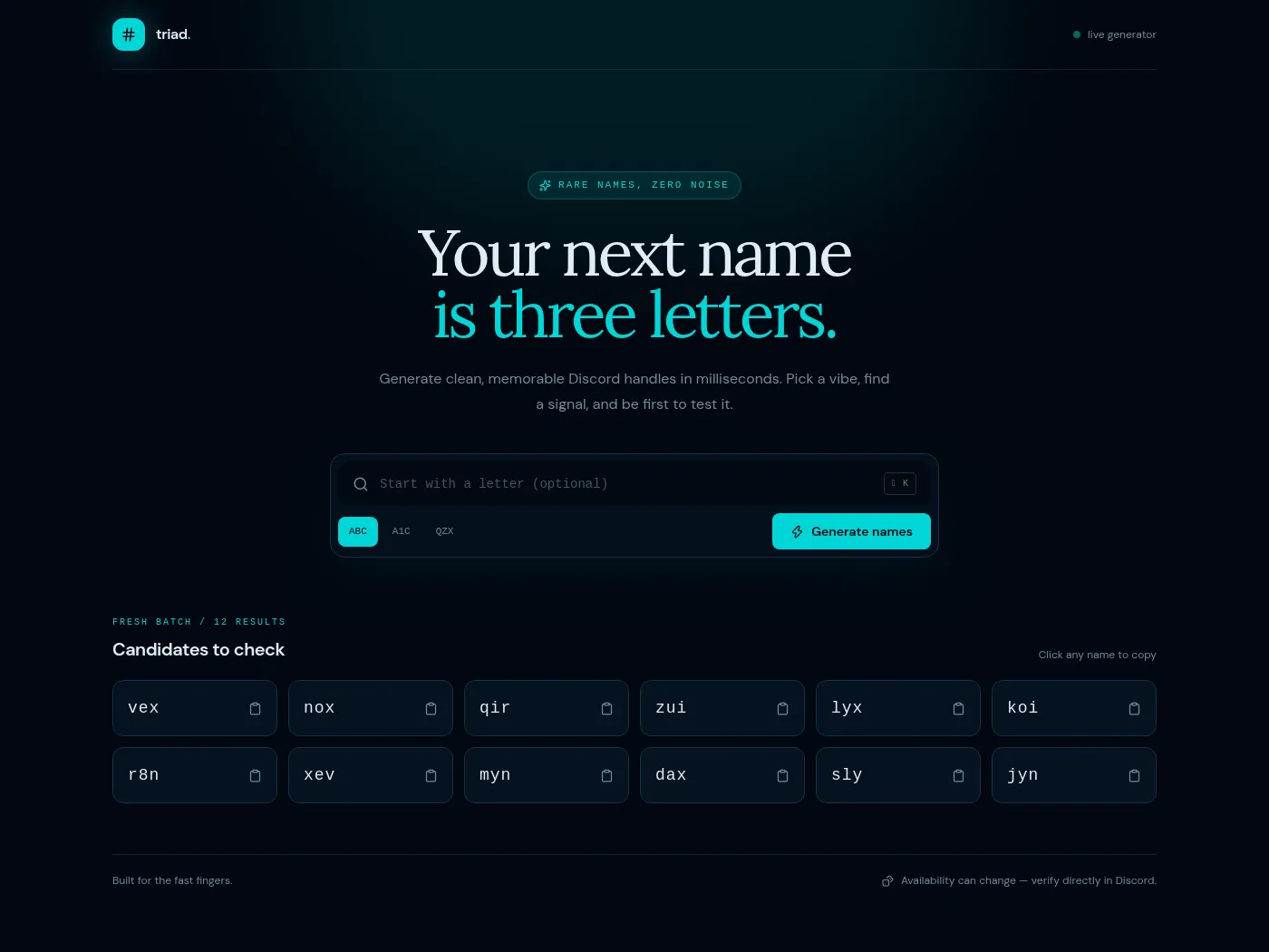 3-Letter Discord Finder