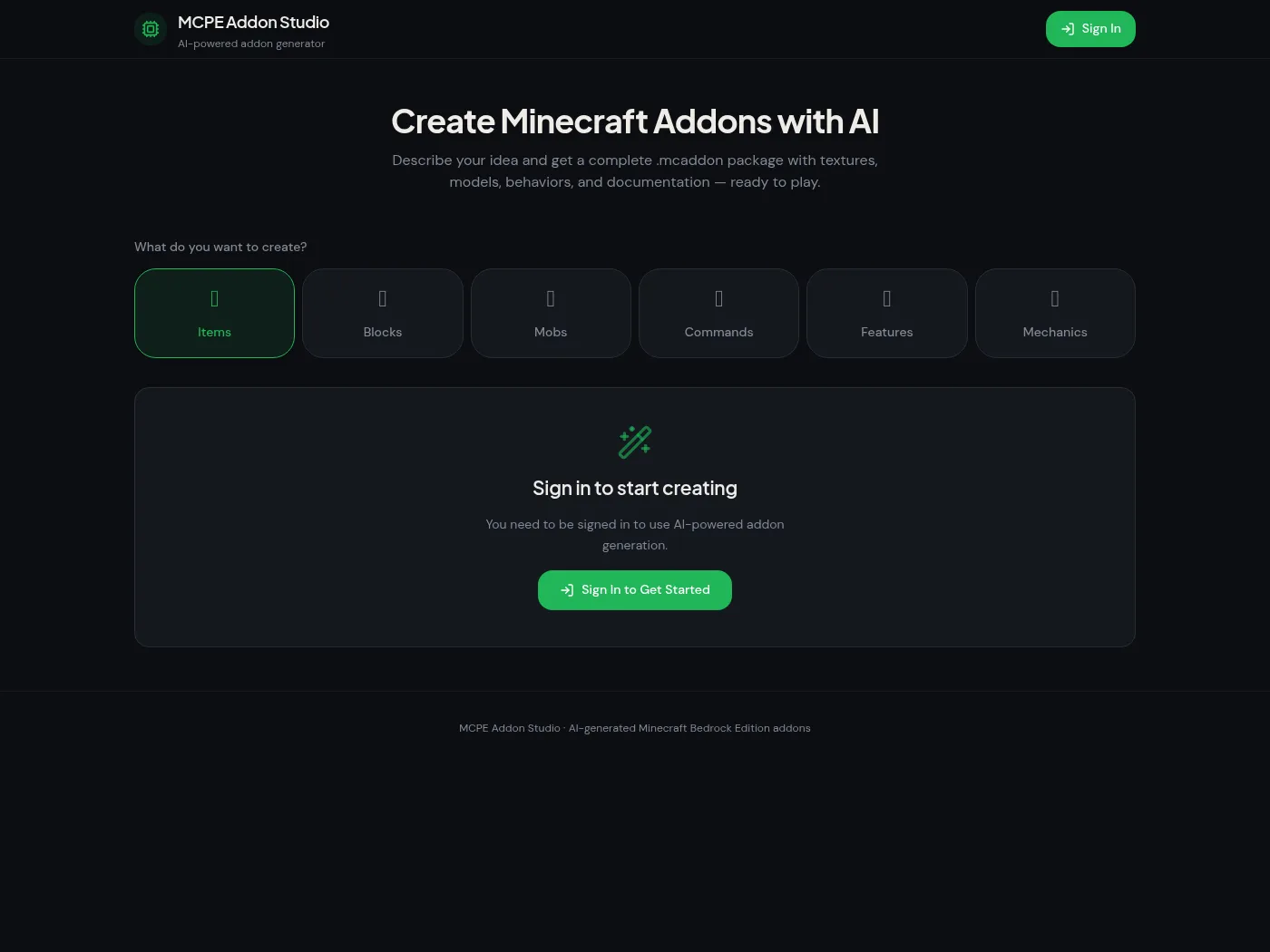 AI MCPE Addon Studio