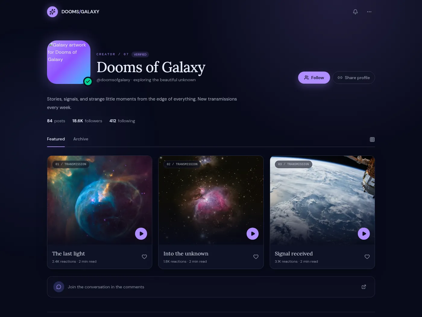Dooms of Galaxy Profile