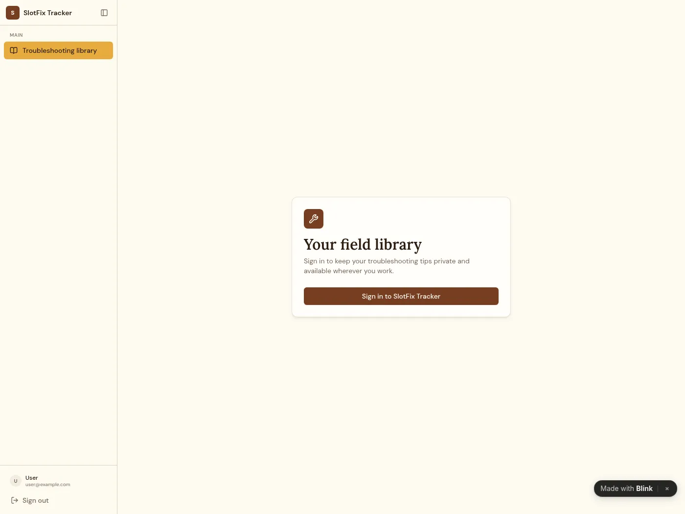 SlotFix Tracker