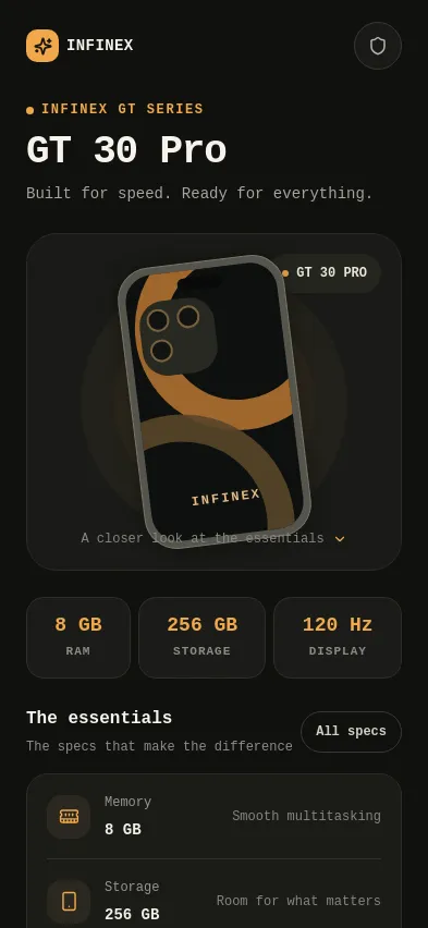 Infinex GT Specs Viewer