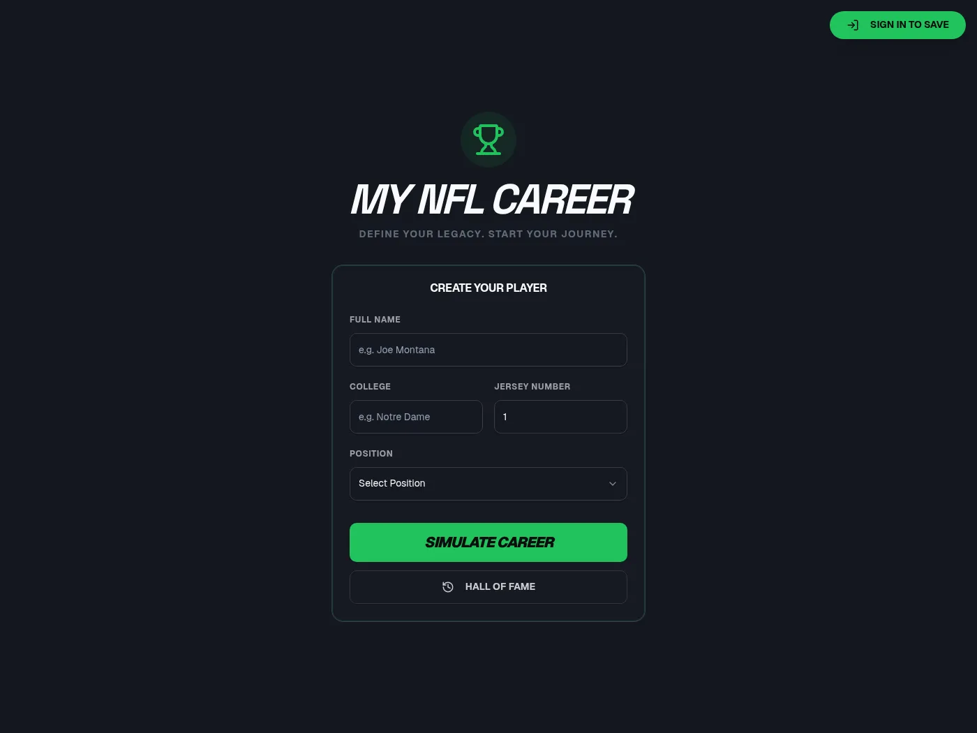 NFL Career Simulator