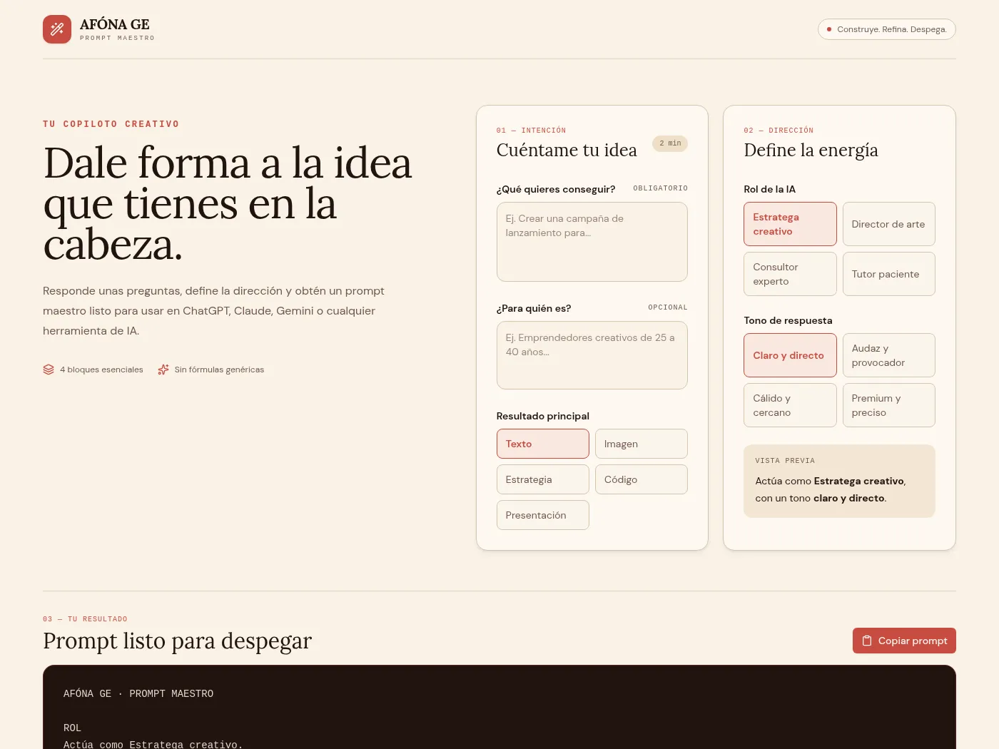 AFÓNA GE Prompt Maestro