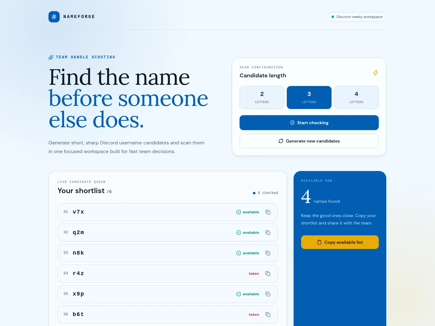 Discord Name Finder