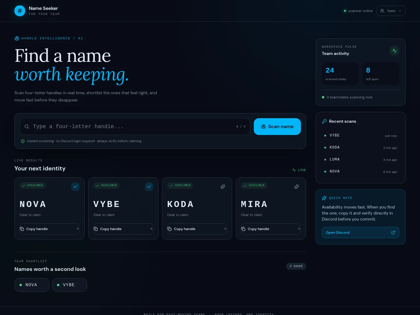 Discord Name Seeker
