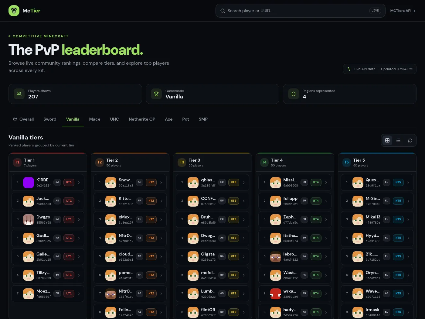 McTier Rankings App