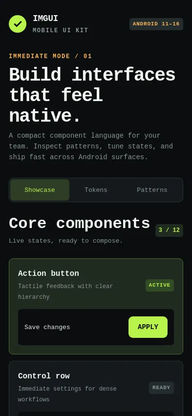 IMGUI Mobile UI Kit
