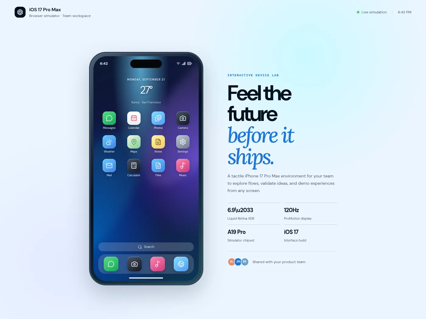 iOS 17 Pro Max Simulator