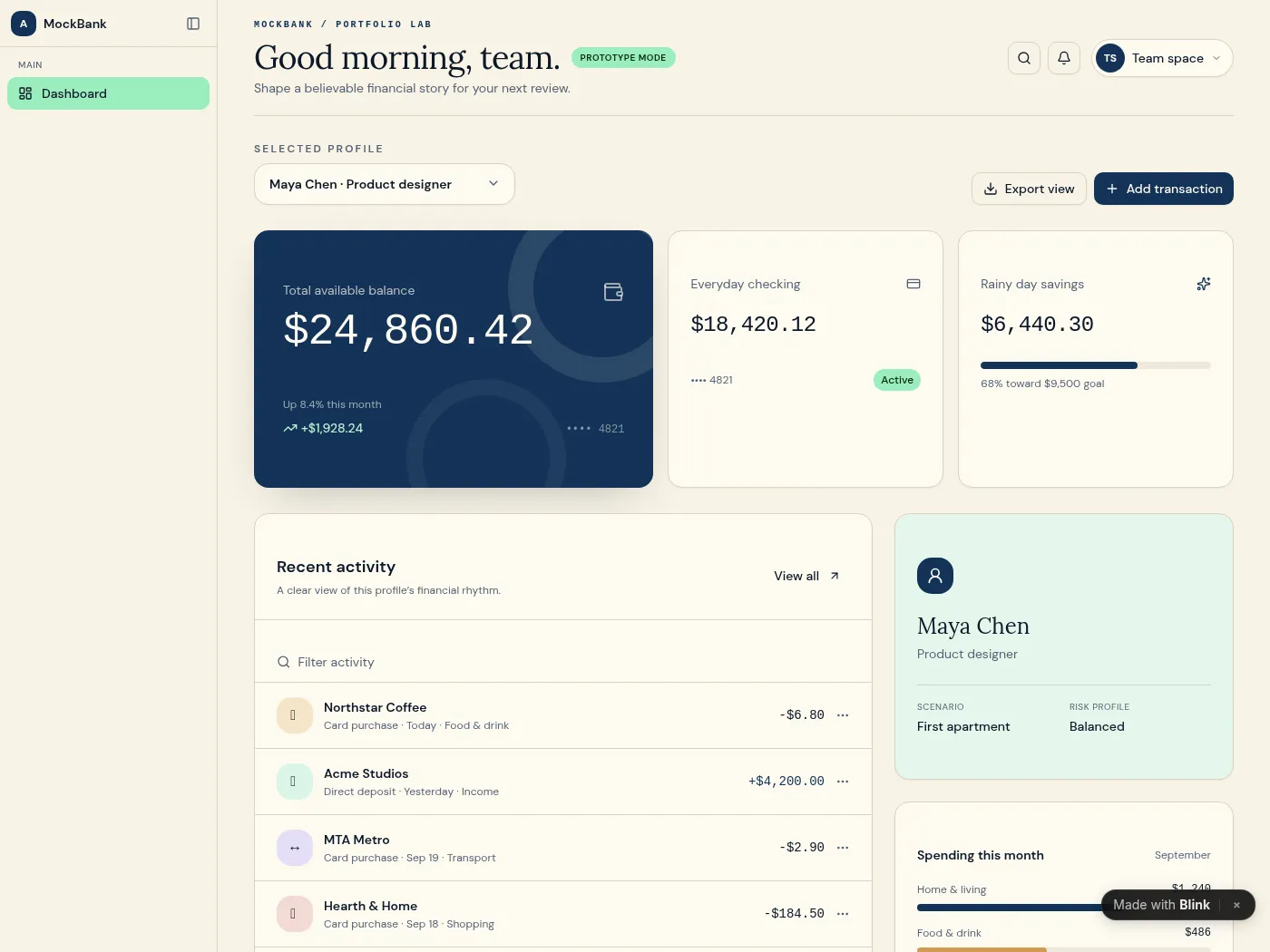 MockBank Portfolio App