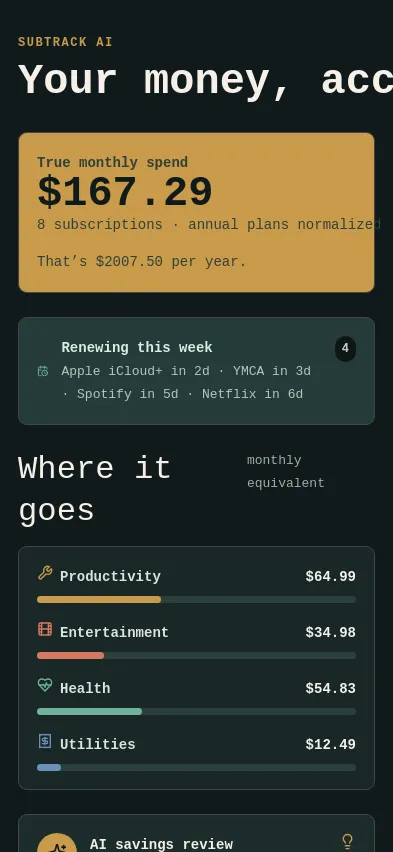 SubTrack AI