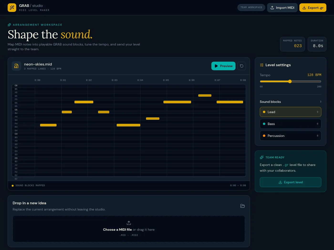 MIDI to GRAB Level Maker